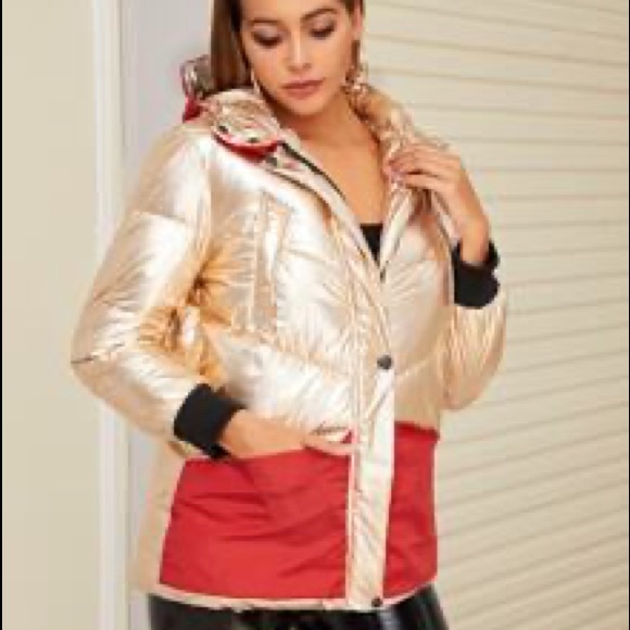 Jackets & Coats | Glamours Gold Metallic Hooded Puffer Coat | Poshmark